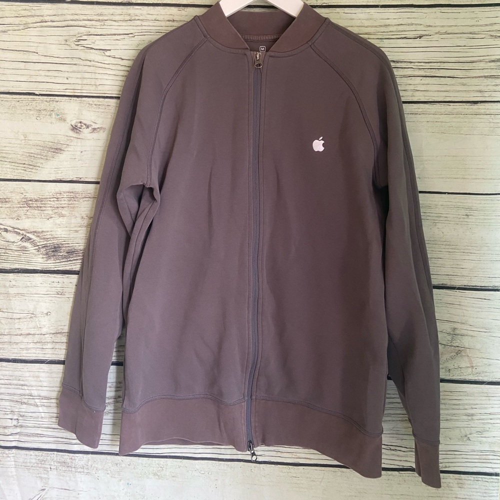 Apple Gray Employee Bomber Style Full Zip Jacket Sz M - Gem